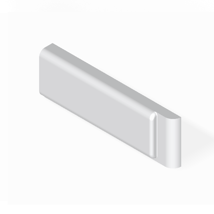 2" x 6" box cap moulding - bullnose end stop - right | Subway Ceramics